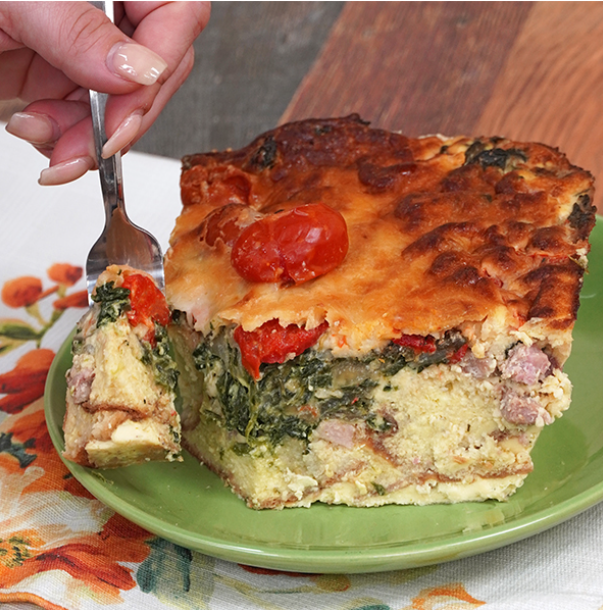 Prosciutto, Spinach and Mozzarella Strata